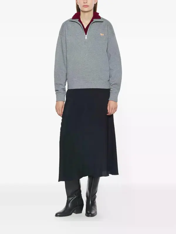 Maison Kitsuné Embroidered Half-zip Sweatshirt - Grey