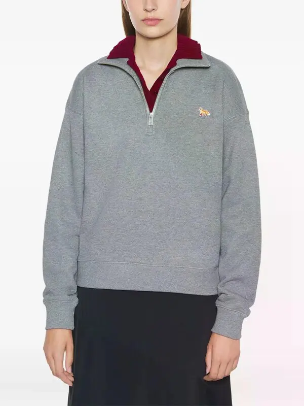 Maison Kitsuné Embroidered Half-zip Sweatshirt - Grey