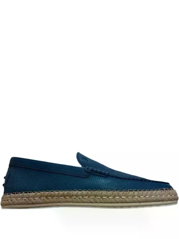 TOD'S Raffia Platform Leather Loafers