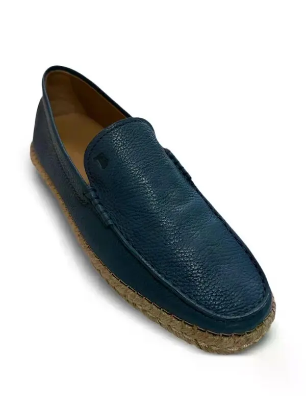 TOD'S Raffia Platform Leather Loafers