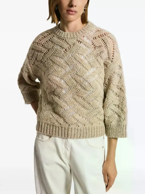 Peserico Chevron-pattern Open-knit Sweater