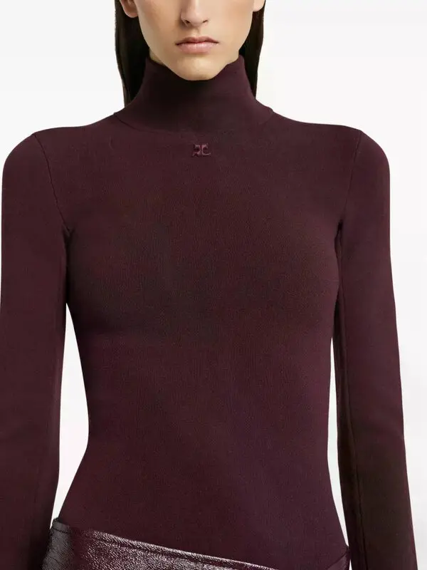 COURREGES Long-sleeve Mock-neck Top - Red