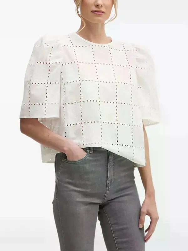 IVY OAK Eyelet Puff-sleeve Top
