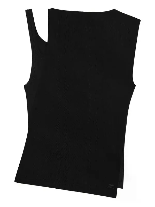 COURREGES Asymmetric-neckline Ribbed Top - Black