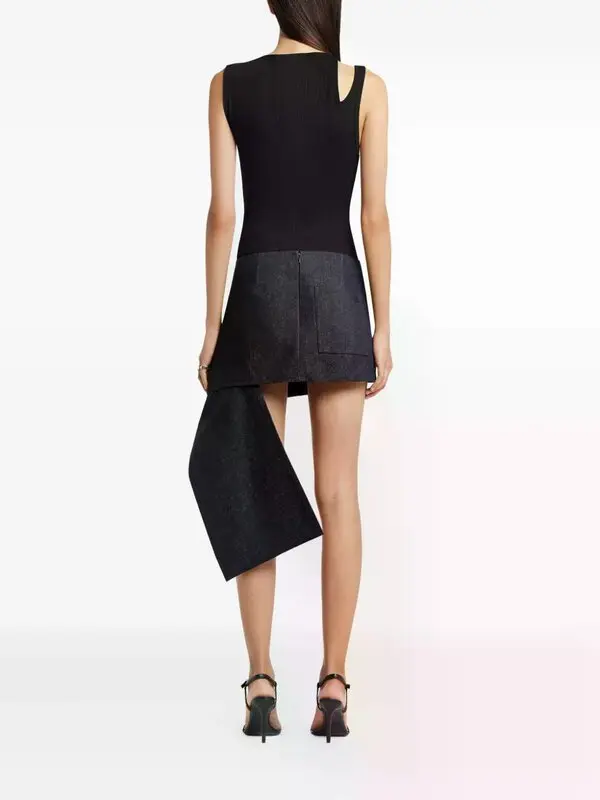 COURREGES Asymmetric-neckline Ribbed Top - Black