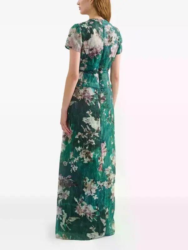 gaia scrunch lace midi dress in forest green Green Floral Lace Fitted Short Sleeve Midi Dress main image 1