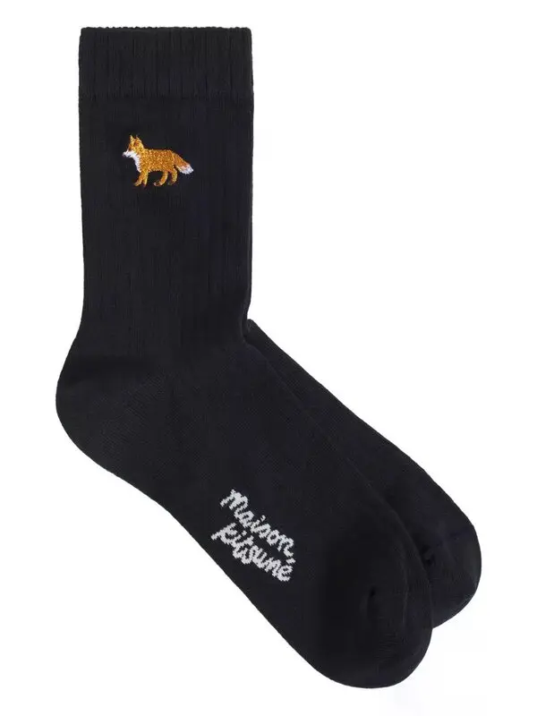 Maison Kitsuné Baby Fox Embroidered Socks - Black