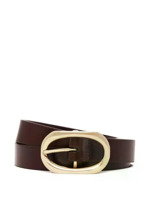 ANINE BING Oval-buckle Leather Belt - Brown