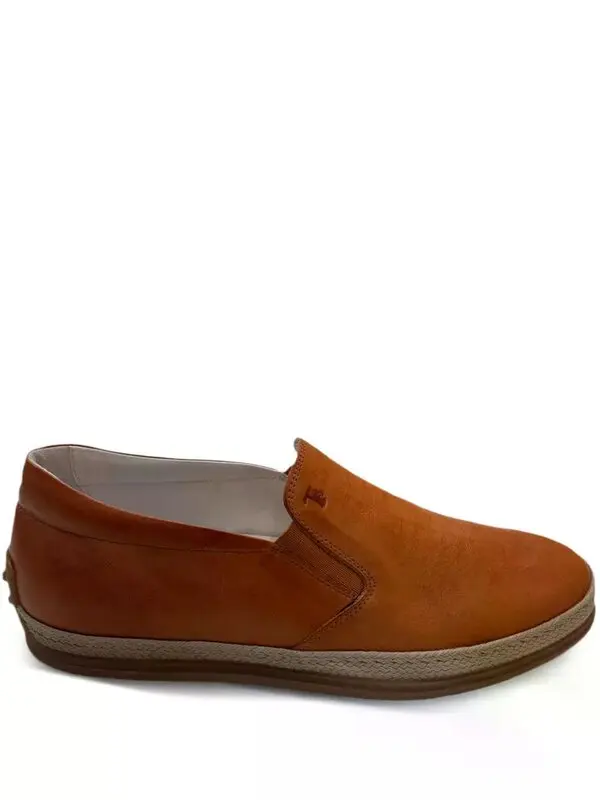 TOD'S Leather Rope-trimmed Loafers - Orange