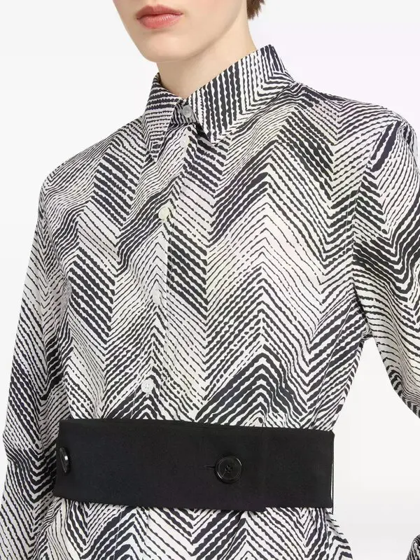 Ports 1961 Chevron-patterned Belted Shirt