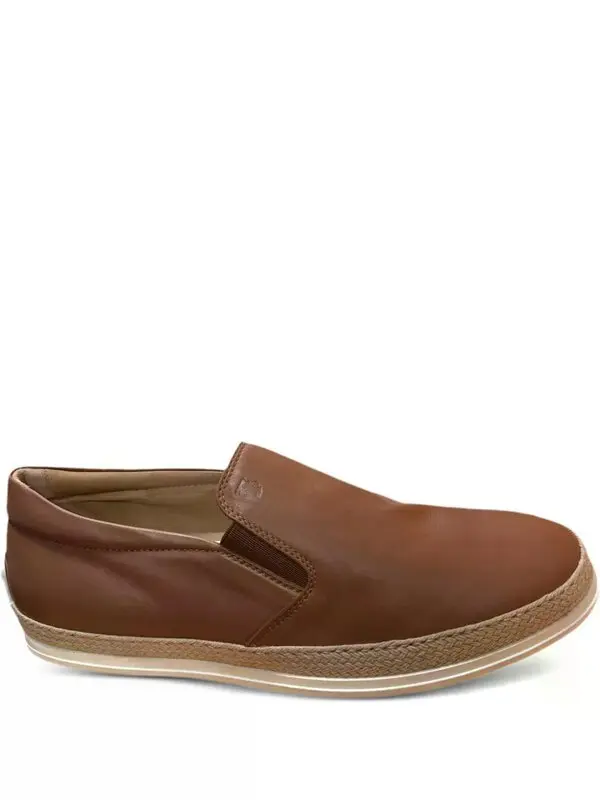 TOD'S Raffia-trimmed Leather Loafers