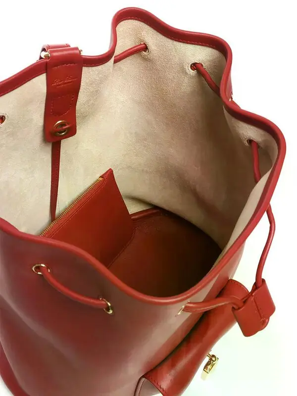 Loro Piana Drawstring Calfskin Backpack - Red