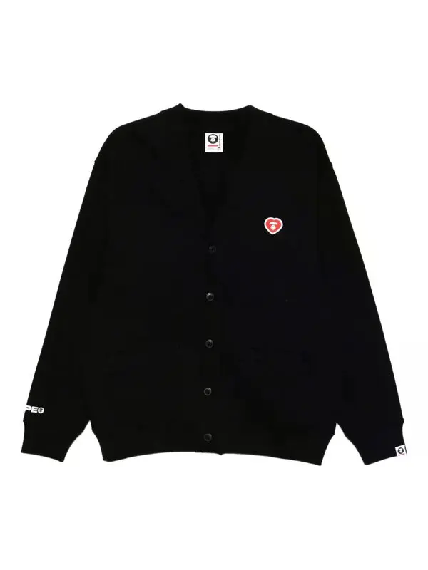 AAPE BY *A BATHING APE Logo-appliqué Button-up Sweatshirt - Black