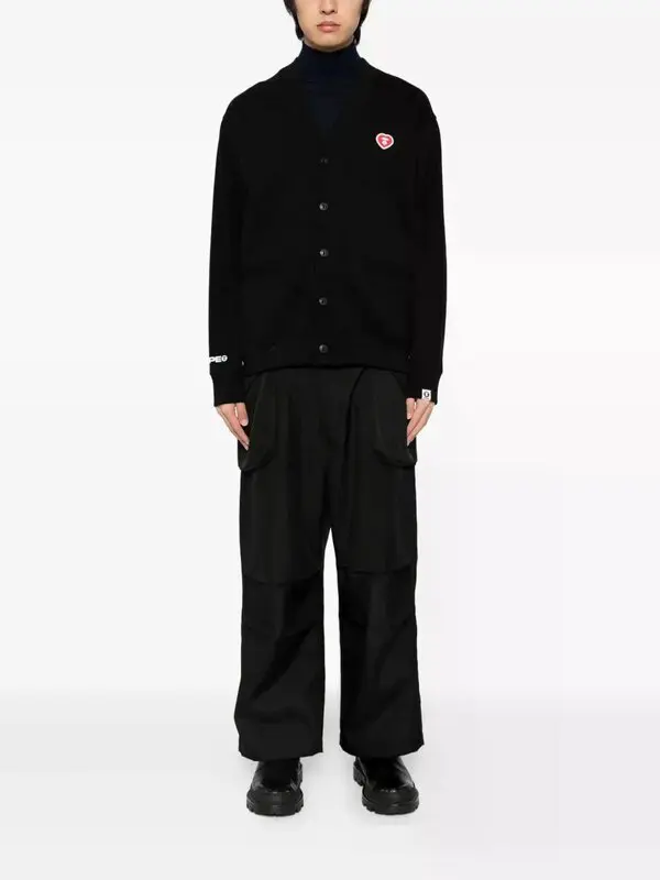 AAPE BY *A BATHING APE Logo-appliqué Button-up Sweatshirt - Black