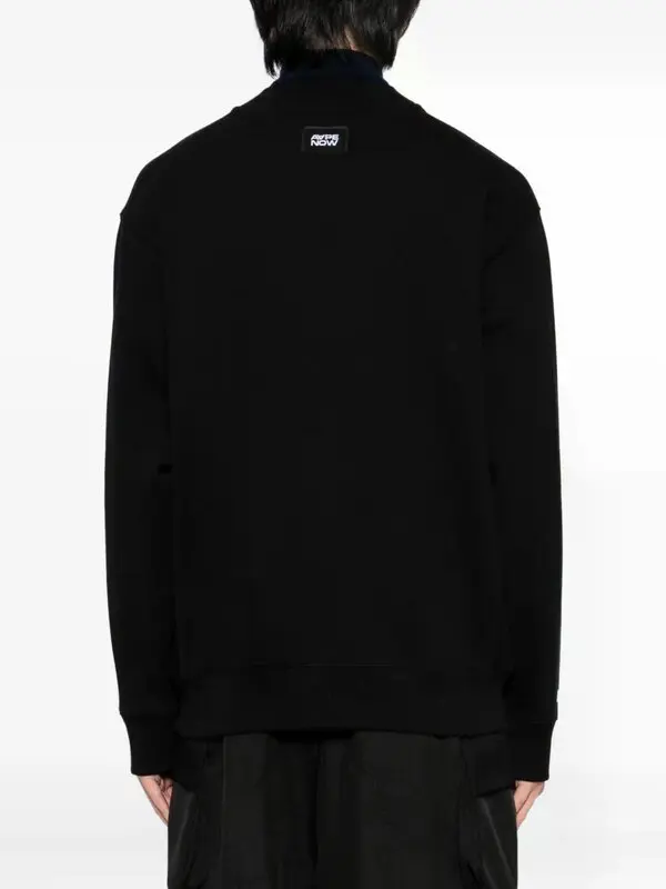 AAPE BY *A BATHING APE Logo-appliqué Button-up Sweatshirt - Black