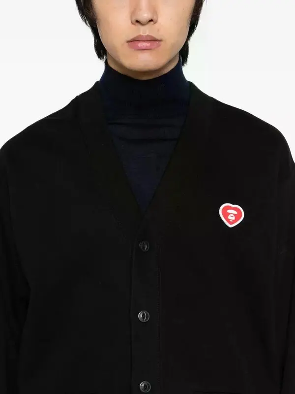 AAPE BY *A BATHING APE Logo-appliqué Button-up Sweatshirt - Black