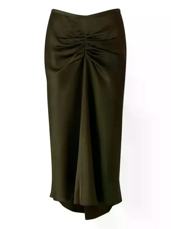 Victoria Beckham Pleated Wool Midi Skirt