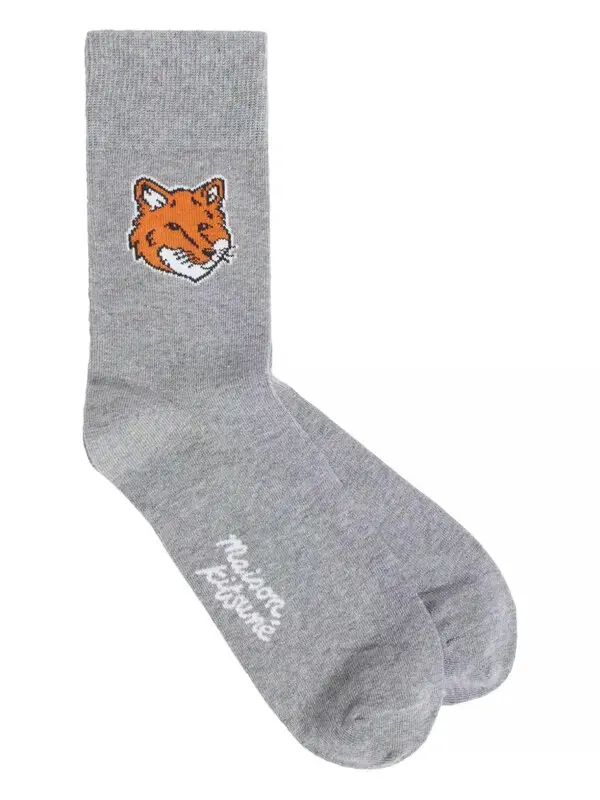Maison Kitsuné Fox-head Socks - Grey