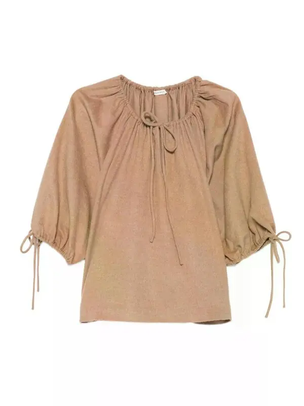 BY MALENE BIRGER Tie-neck Puff-sleeve Top - Neutrals