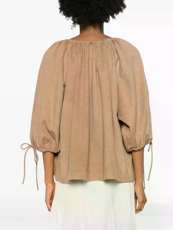 BY MALENE BIRGER Tie-neck Puff-sleeve Top - Neutrals