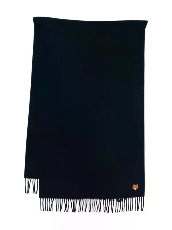 Maison Kitsuné Logo-embroidered Wool Scarf - Blue