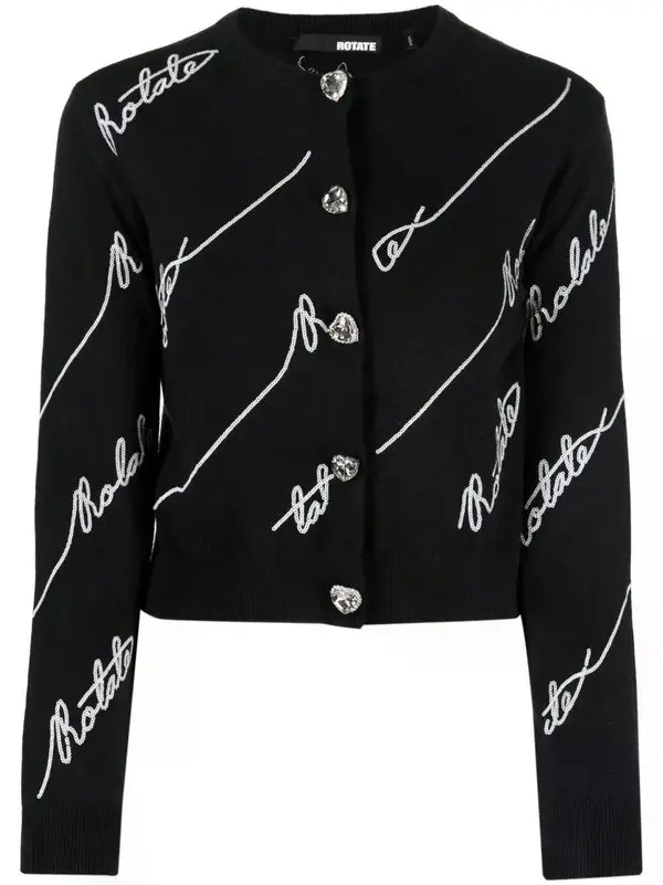 ROTATE BY BIRGER CHRISTENSEN Sequin-embellished Cardigan - Black