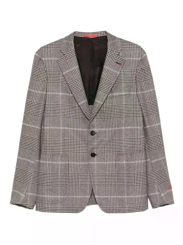 Isaia Checked Two-button Blazer - Grey