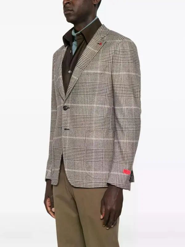 Isaia Checked Two-button Blazer - Grey