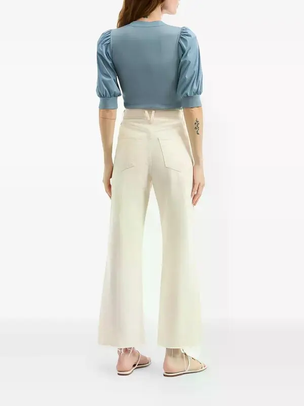 Veronica Beard Puff-sleeve Button Top - Blue