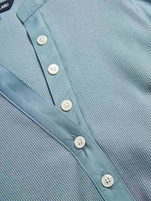 Veronica Beard Puff-sleeve Button Top - Blue