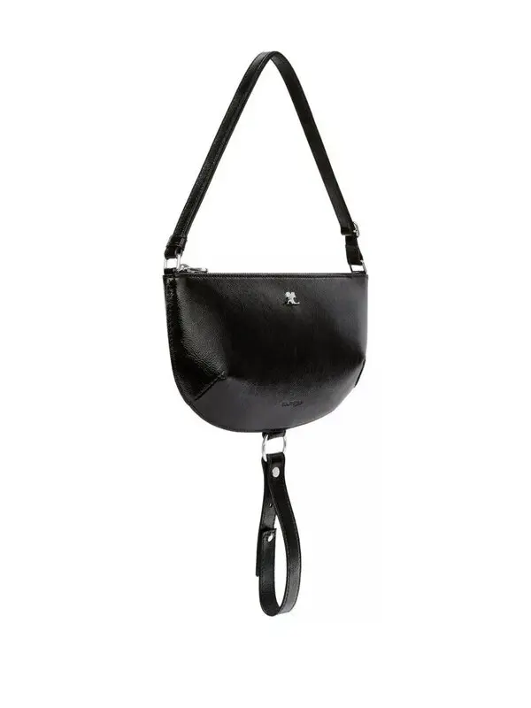 COURREGES Holy Eclipse Leather Shoulder Bag - Black