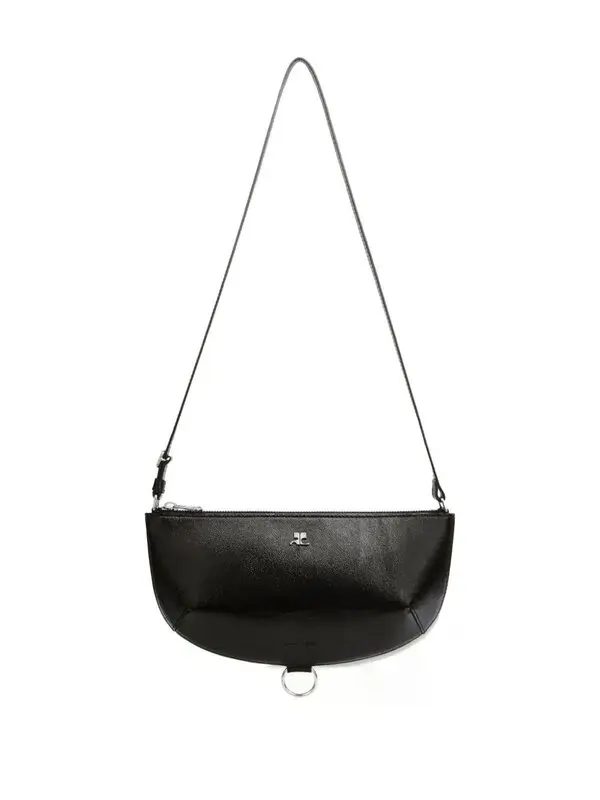 COURREGES Holy Eclipse Leather Shoulder Bag - Black