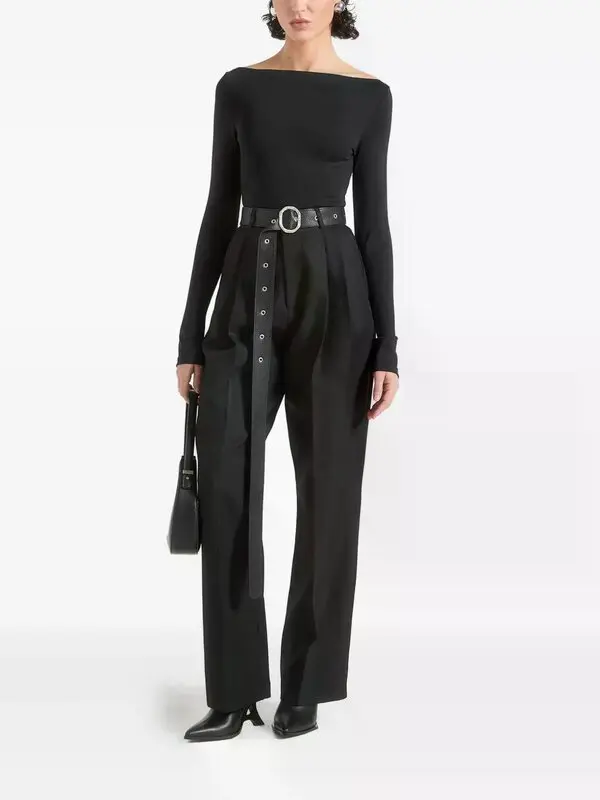 Manière De Voir Tailored Pants With Oversized Belt And Ankle Ties - Black