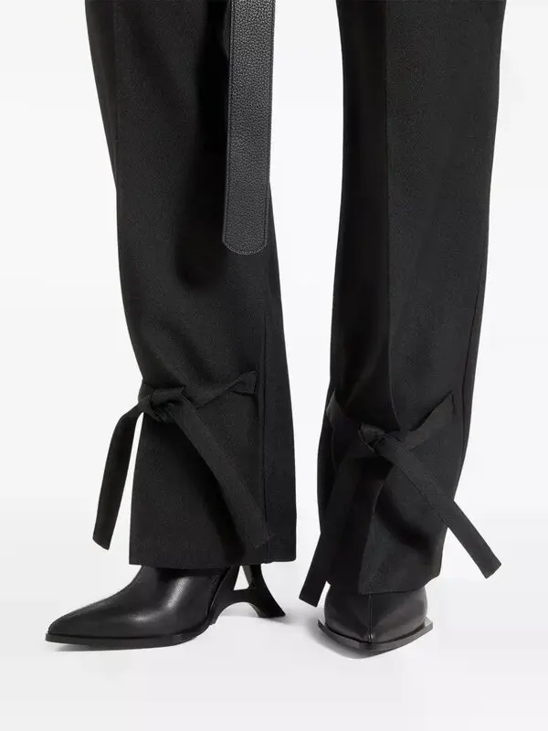 Manière De Voir Tailored Pants With Oversized Belt And Ankle Ties - Black