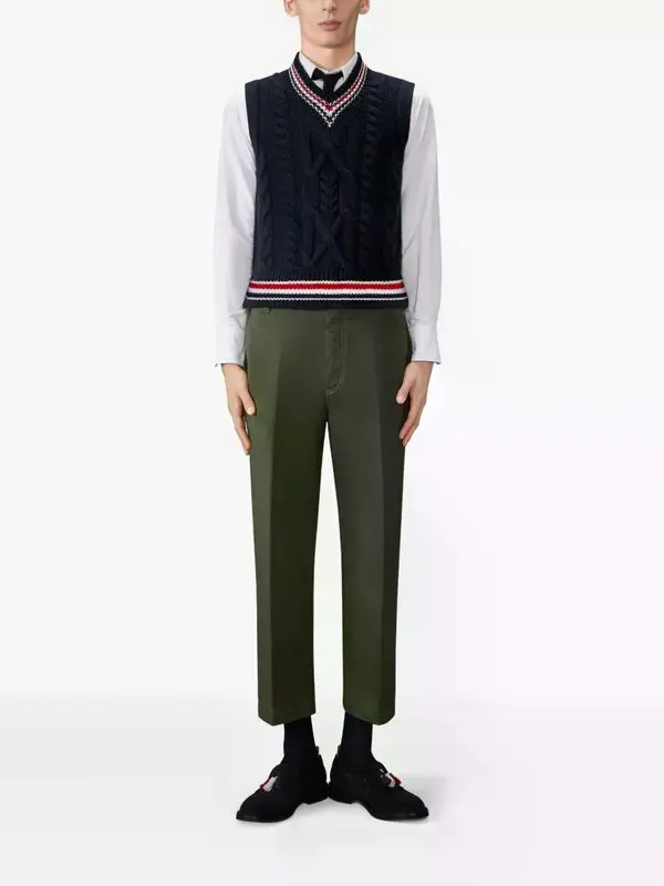 Thom Browne Merino Wool Cable Knit Vest