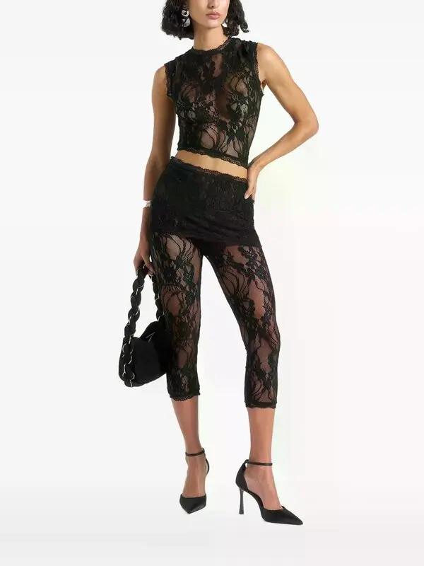 Manière De Voir Maniere De Voir Eugenie Floral Lace Sleeveless Top - Black