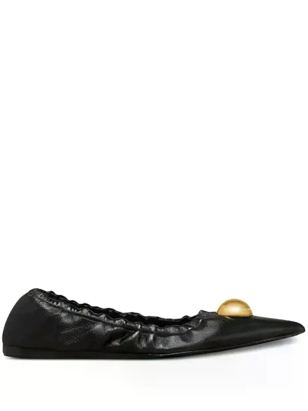 AMI Paris Pointed-toe Leather Ballerinas