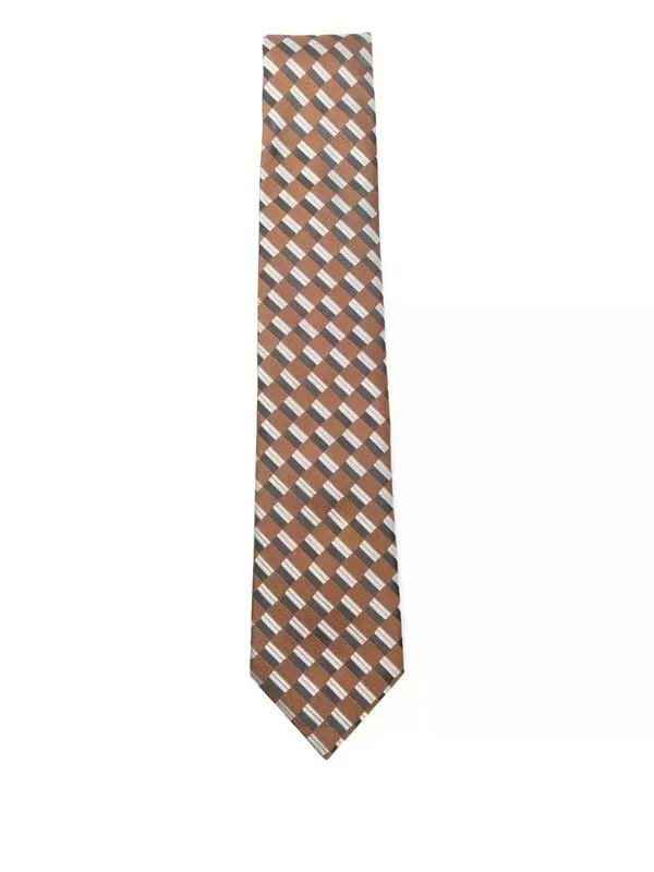 Emporio Armani Geometric-pattern Standard Necktie - Brown