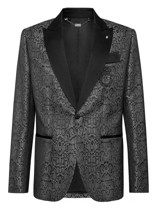 BILLIONAIRE Snakeskin-jacquard Blazer - Black