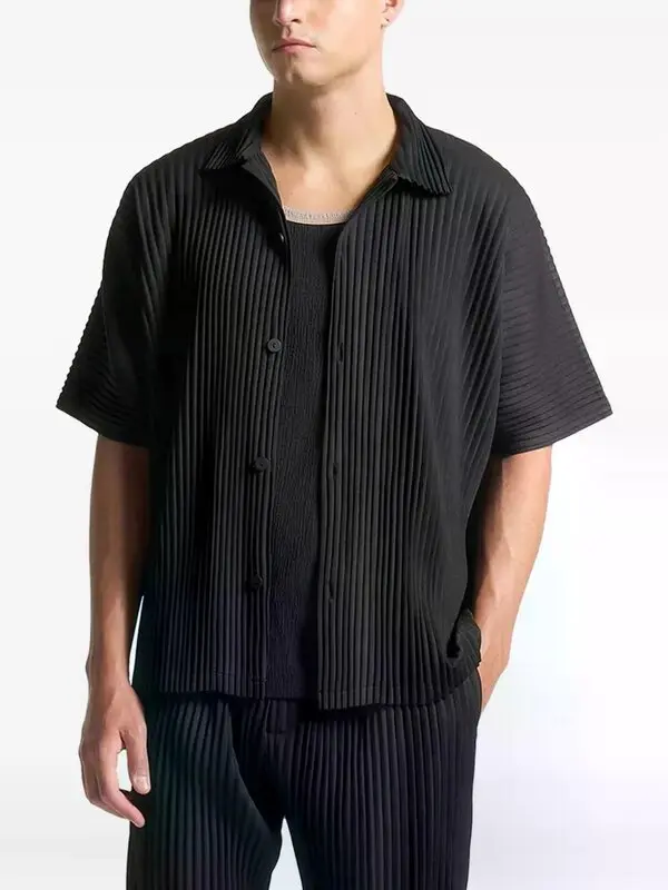 Manière De Voir Pascal Pleated Short-sleeve Shirt - Black