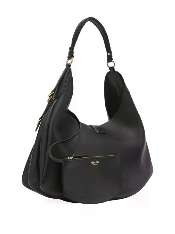 GANNI Detailed Hardware Shoulder Bag - Black