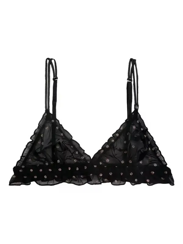 Love Stories Polka-dot Ruffled Bra - Black