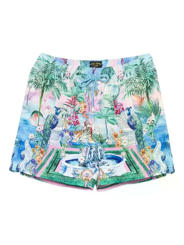 Camilla Graphic-print Swim Shorts - Blue