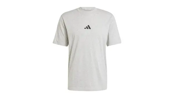 Adidas Essentials Small Logo Single Jersey Tee Shirt - Medium Grey Heather Black