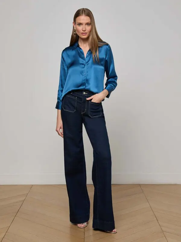 L'Agence Dani Silk Blouse Top