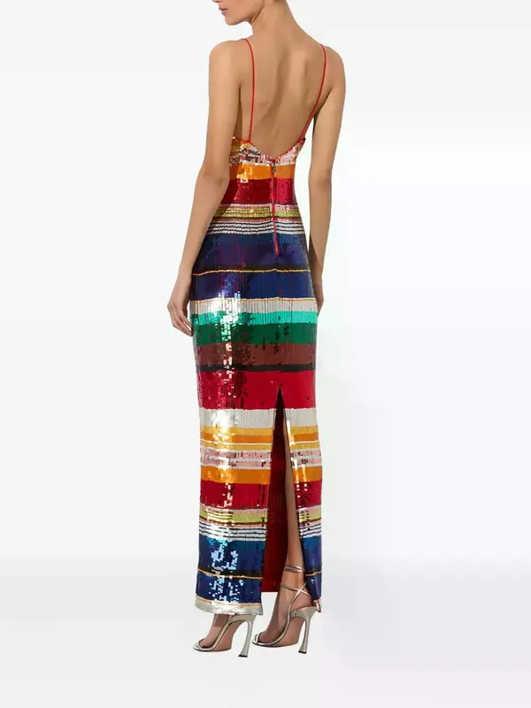 Alice + Olivia Sequin Striped Maxi Dress - Blue | Editorialist