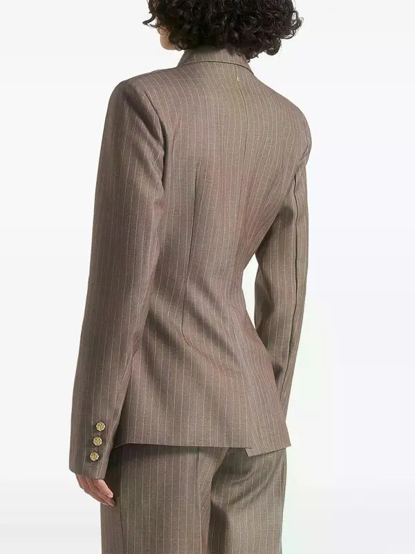 Manière De Voir Pinstripe Double-breasted Blazer With Gold Button Detail - Brown