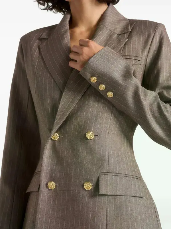 Manière De Voir Pinstripe Double-breasted Blazer With Gold Button Detail - Brown