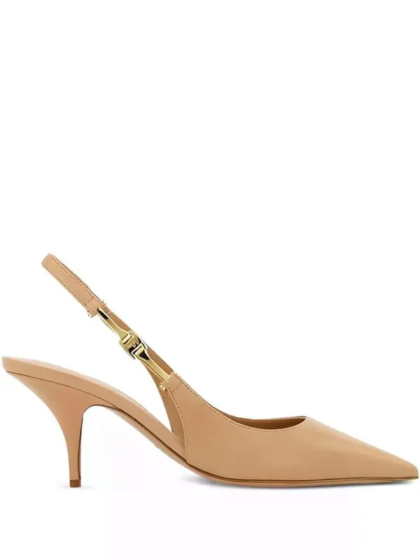 FERRAGAMO 70mm F Buckle Slingback Sandals - Neutrals