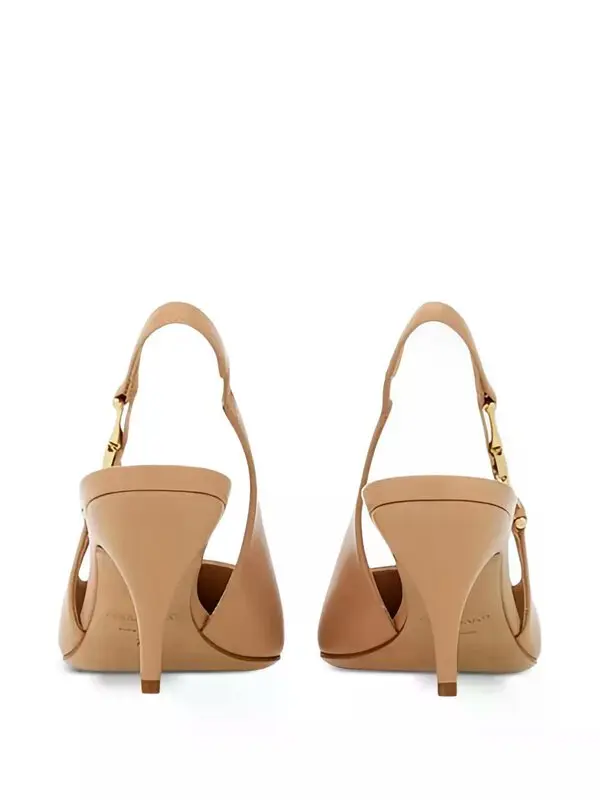 FERRAGAMO 70mm F Buckle Slingback Sandals - Neutrals